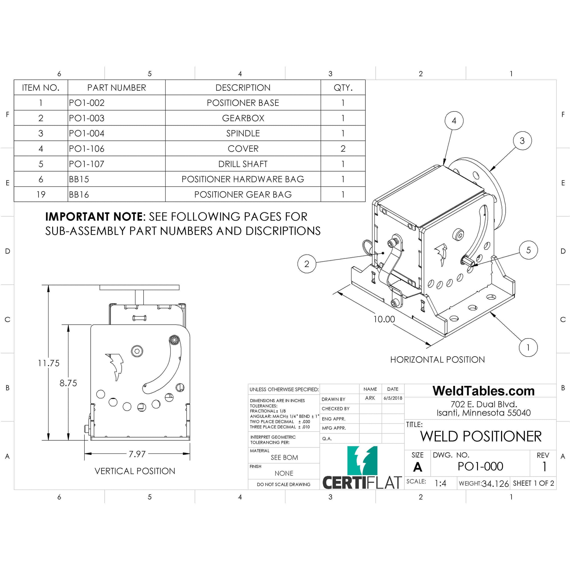 Welding Positioner - CertiFlat DIY Turning Positioner - WeldTables.com